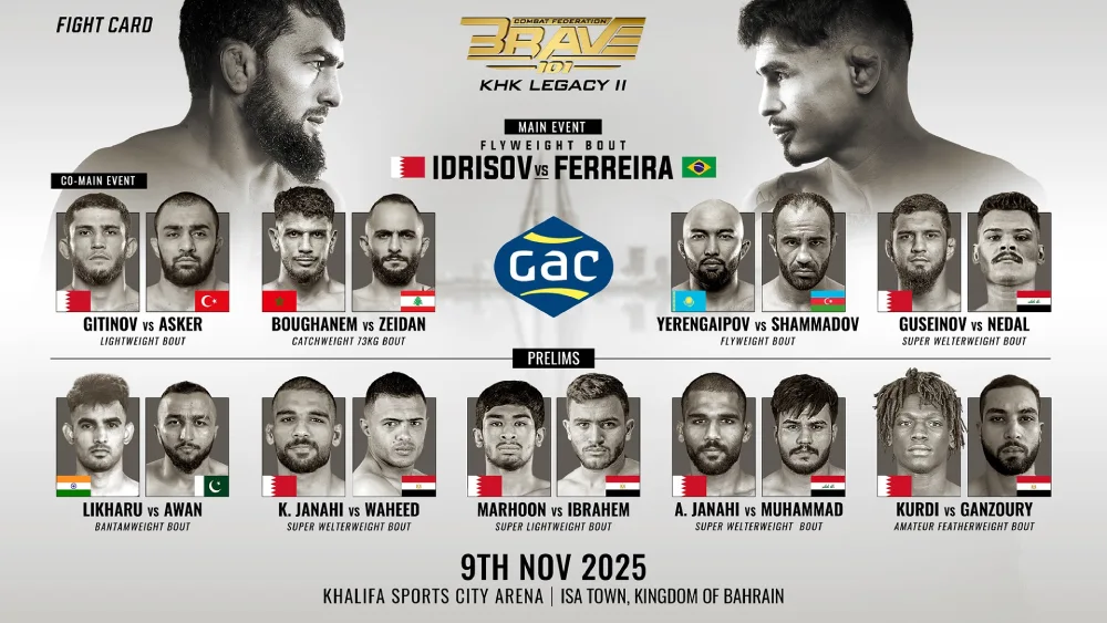 Full Card Announced For BRAVE CF 101 On November 9 – Sports of Bahrain